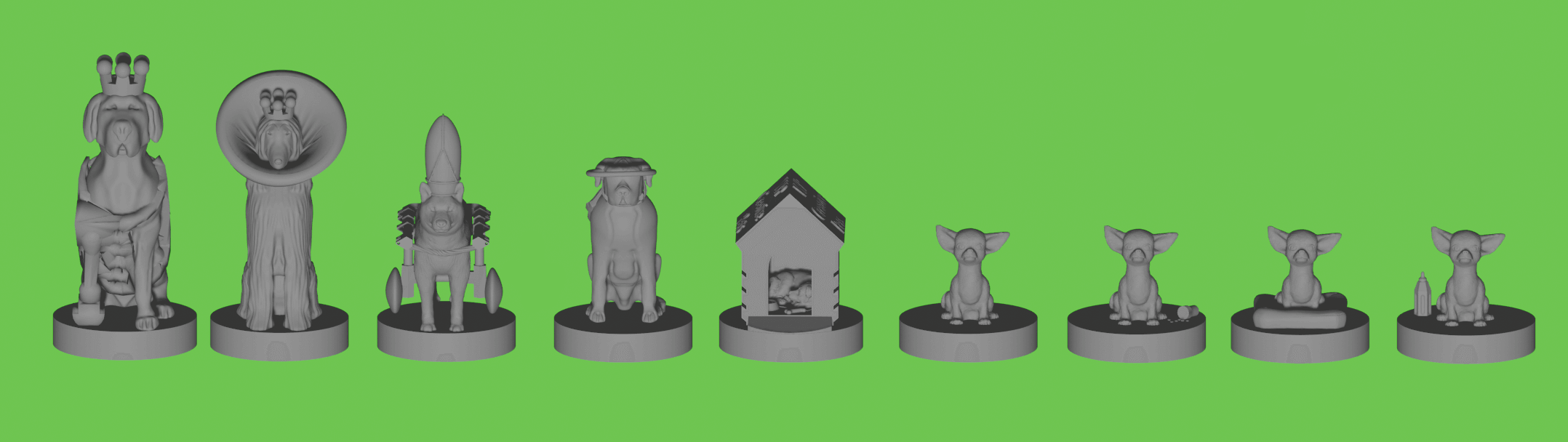 The Differently-Abled Dog Chess Set | 3d
